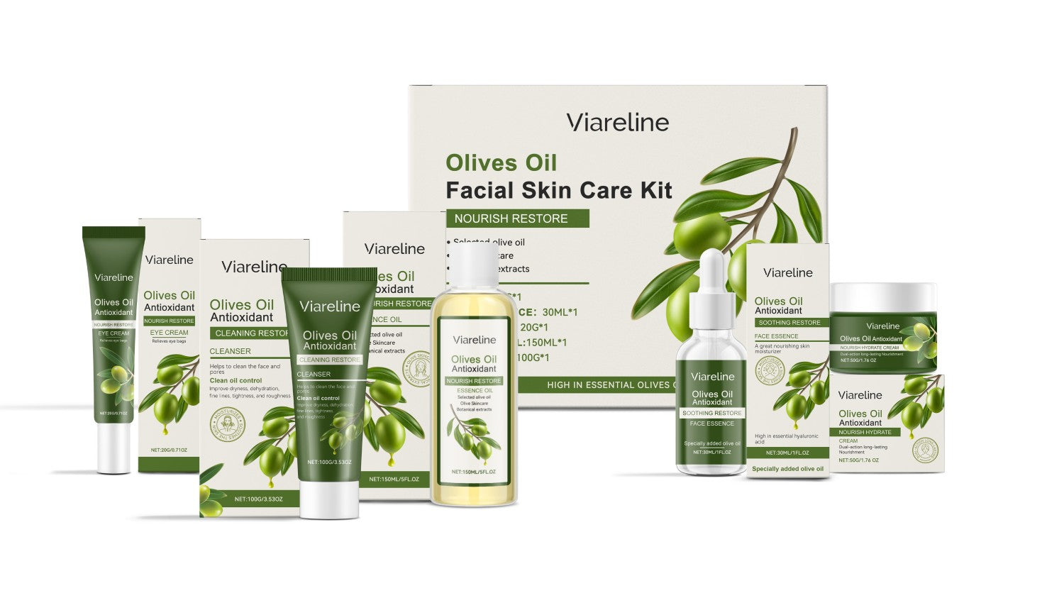 Olive Oil Facial Skincare Set – Purevosa